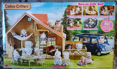 NIB BOX SEALED Calico Critters Lakeside Lodge Gift Set w/Bonus (2 ...