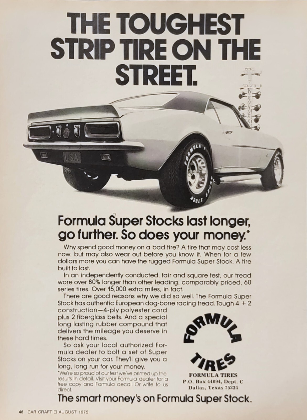 1975 Formula Super Stock Tires Print Ad 1967 Chevrolet Camaro | eBay