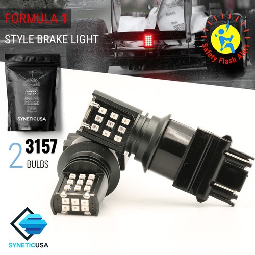 2x 3157/3457AK Bright Red Flash Strobe Blinking 24-LED Brake Tail Light ...