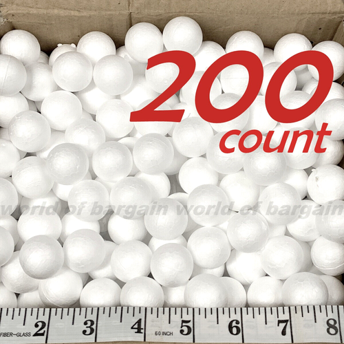 200 Foam Balls 1 inch Round White Styro Polystyrene Forms Sphere Beads ...