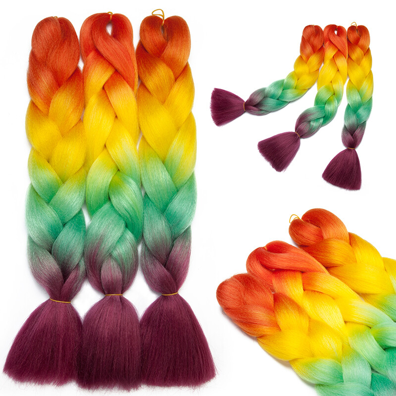 Rainbow / Highlight / Twist Box Braids Colorful Jumbo Braid Hair ...