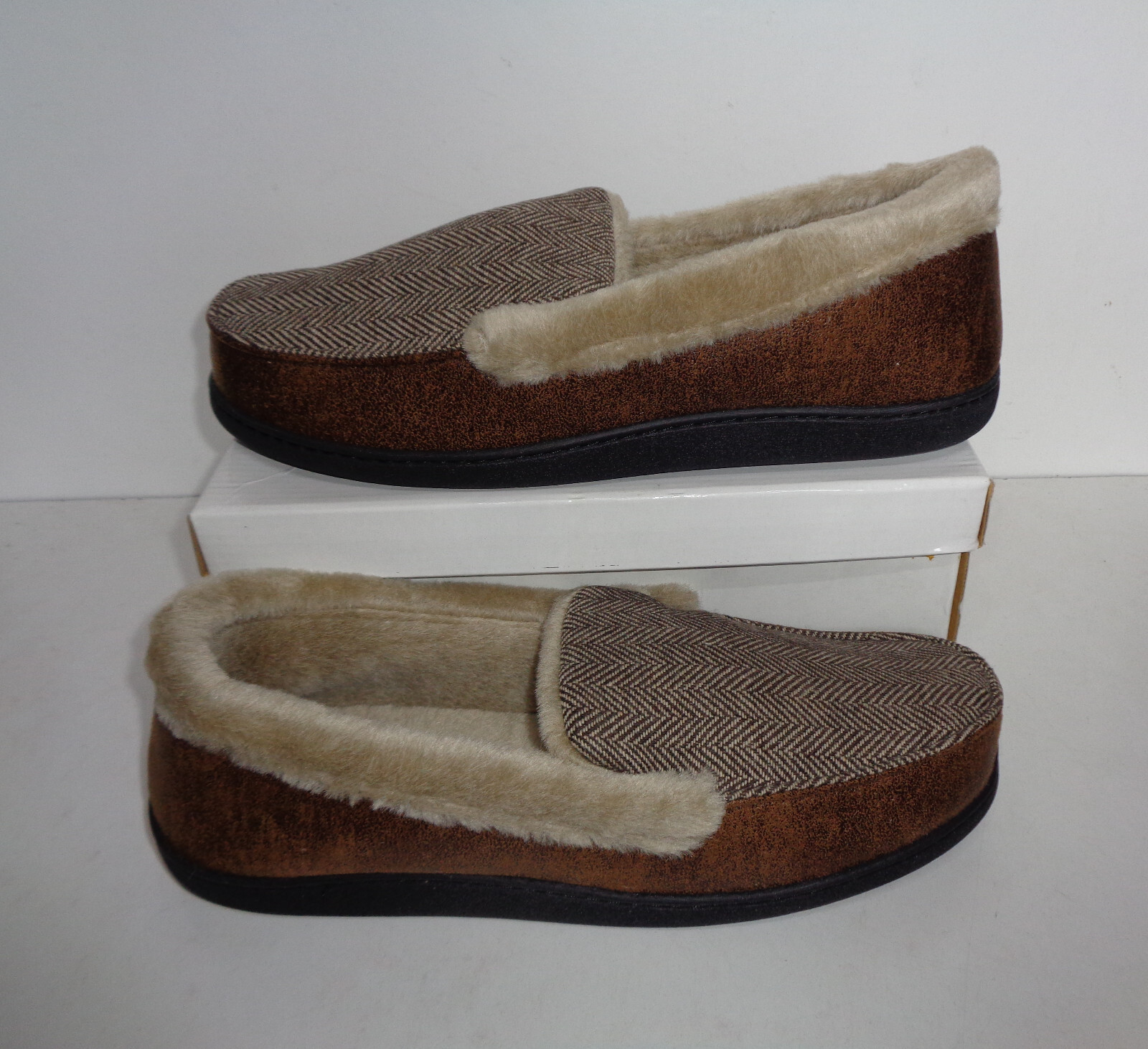 MENS COOLERS SLIPPERS FLEECE LINED CASUAL WARM SLIP ON MOCASSINS WINTER ...