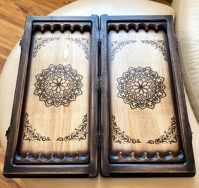 BACKGAMMON - Ornament Tracery Large Wooden - BOARD SET GAME - Nardy ...