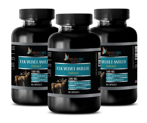 Elk Velvet Antler 500mg - Sexual Health Joint Mobility (3 Bottles, 90 ...