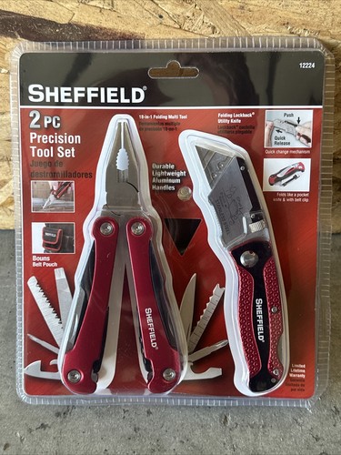 New Sheffield 2pc Precision Tool Set 18 in 1 Folding Multi Tool & Utility Knife | eBay