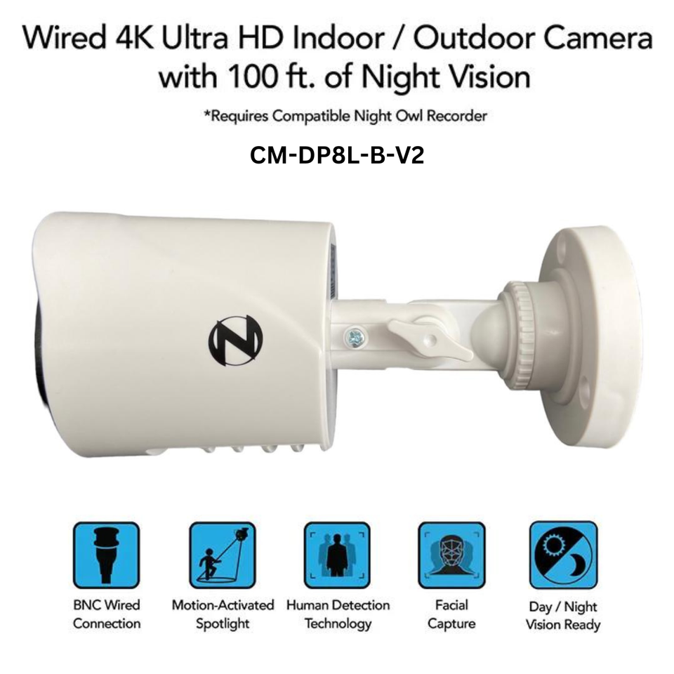 Night Owl 4K Ultra HD Spotlight Camera with Night Vision CMOS White CM ...