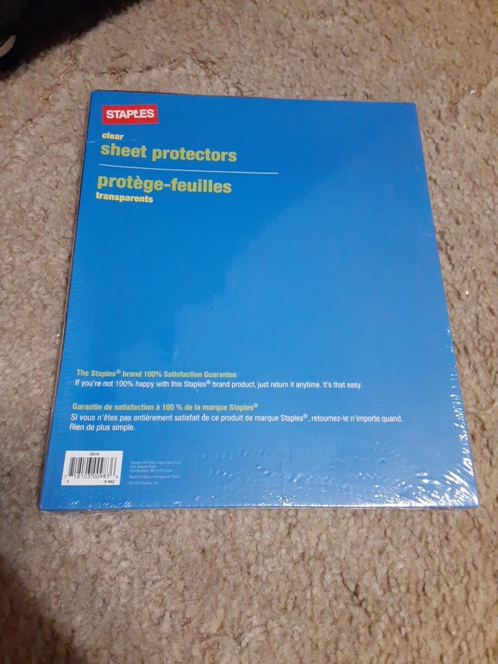 Staples Clear Sheet Protectors- 50 Top Loading Sheets- 10519, PVC Free ...