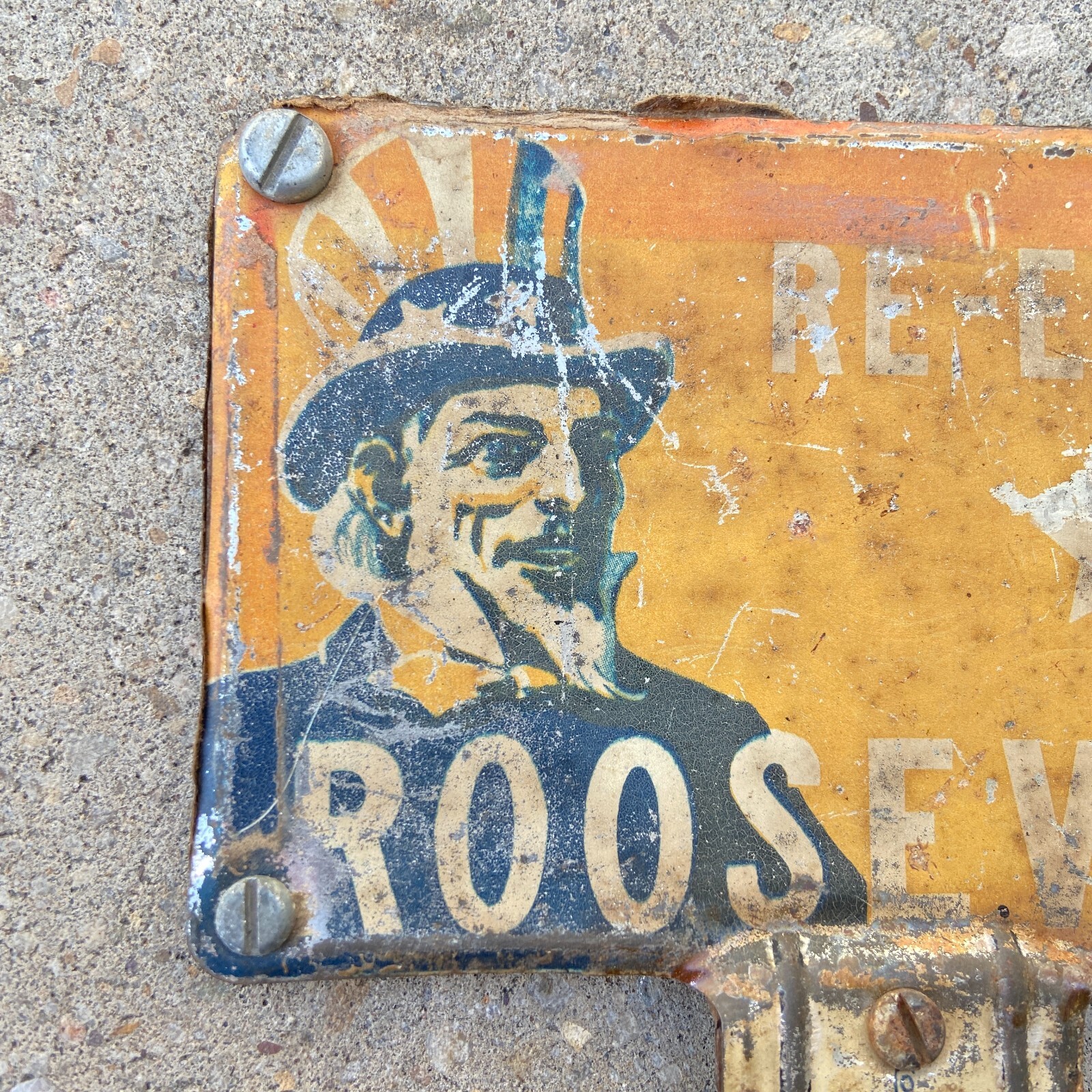 1936 Roosevelt FDR License Plate Topper Uncle Sam Political Memorabilia ...