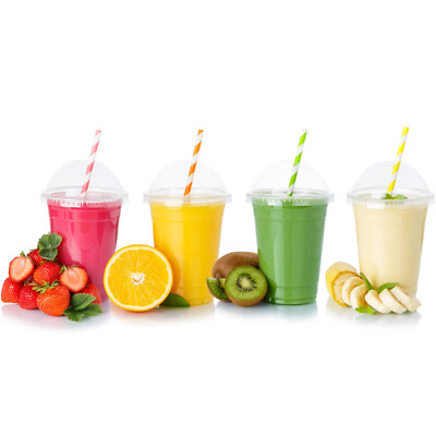 Nationwide Paper Smoothie Milkshakes Cups with Dome lids Slush Cup- 10 ...