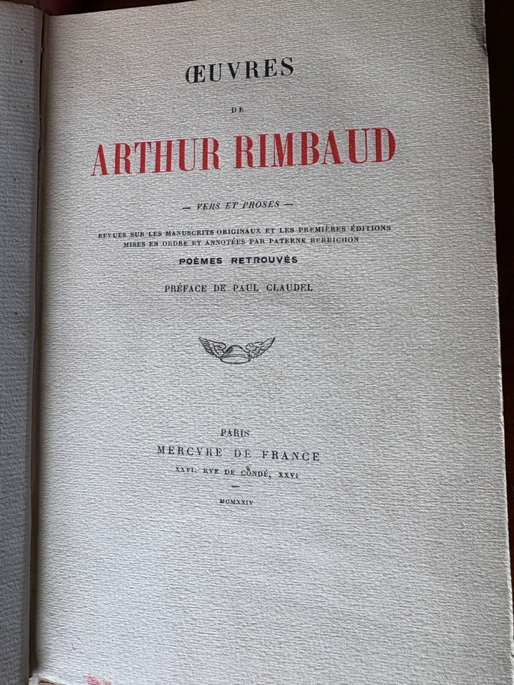 WORKS OEUVRES DE ARTHUR RIMBAUD 1924 LIMITED NUMBERED EDITION VELLUM ...
