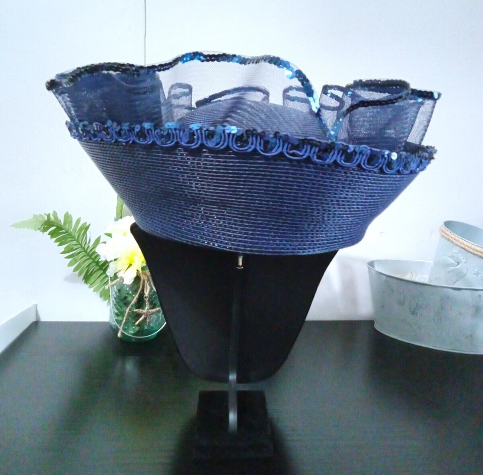 Woman's Deborah NEW YORK 80's Vintage Blue Designer Hat W/Cubic ...