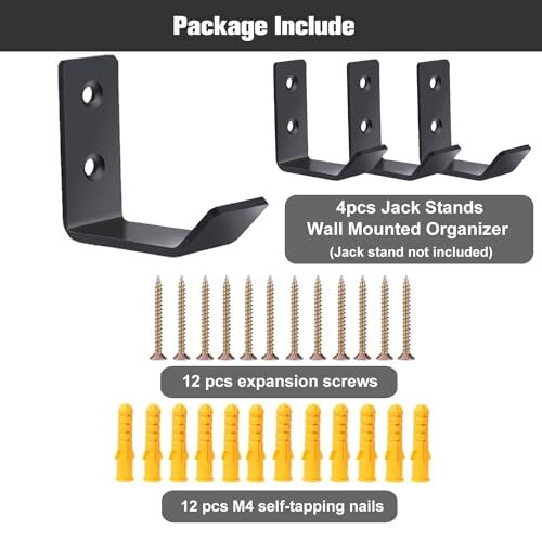 4 Pack Wall Mount Jack Stand Organizer Garage Storage Utility Hooks ...