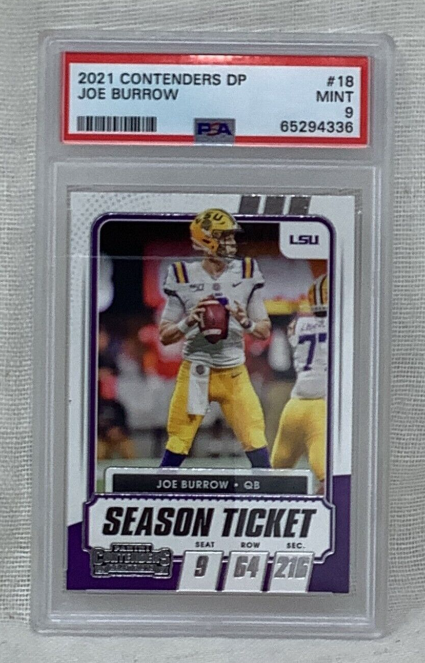 2021 Panini Contenders Draft Picks Joe Burrow Season Ticket #18 PSA 9 ...