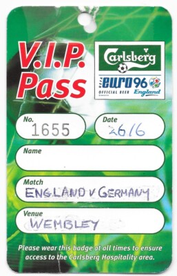 RARE Euro 96 VIP Pass European Championships Semi Final - Germany v ...