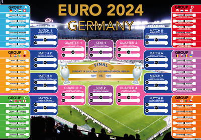 Euro 2024 Football Planner High Quality Wall Chart Poster Various