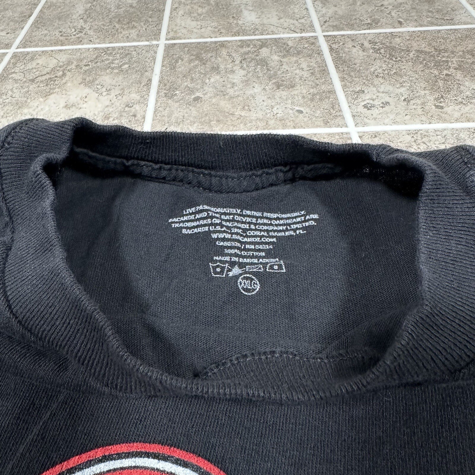 Y2K Bacardi Rum Bat Logo Spellout Graphic Tee Promo T… - Gem