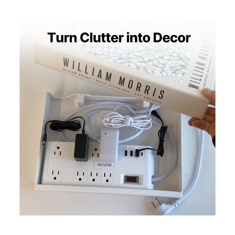 Book Shape Decorative Cable Management Box - Expandable Cable Organizer ...