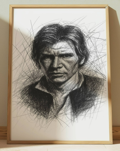 HAN SOLO STAR WARS DRAWING PRINT SKETCH 8" x 10" PRINT WALL ART HOME ...