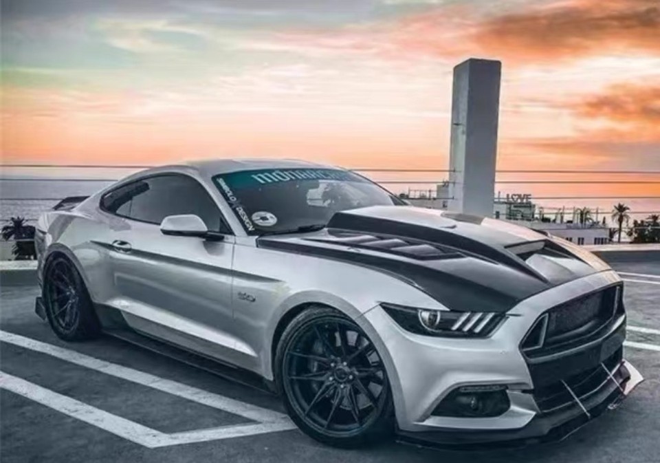 for 2015-2025 Mustang Ford GT style vented Carbon Fiber Hood Bonnet ...
