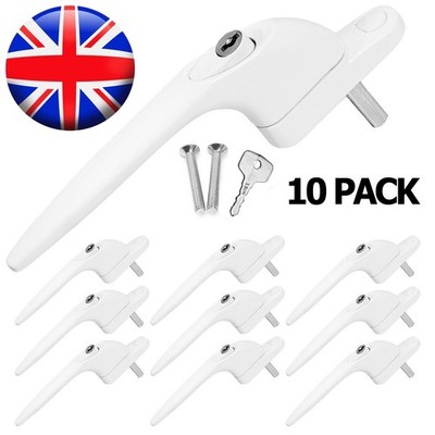 10 PACK UPVC White Window Handle Universal Espag Key Locking For Double ...