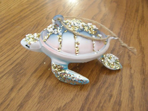 Pottery Barn Glittery Turtle Christmas Ornament-Under the Sea, Nautical ...