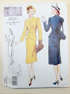 Vogue Vintage Model 2353 sewing pattern 1946 Design Jacket and Skirt Sz ...