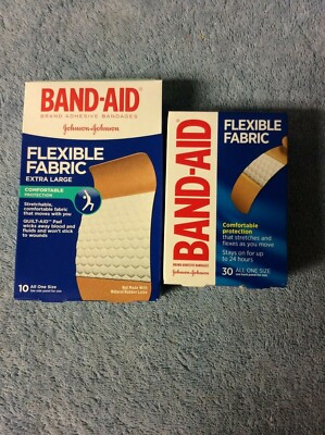 BAND-AID 10 Extra Large and 30 Standard Sizes Flexible Fabric | eBay
