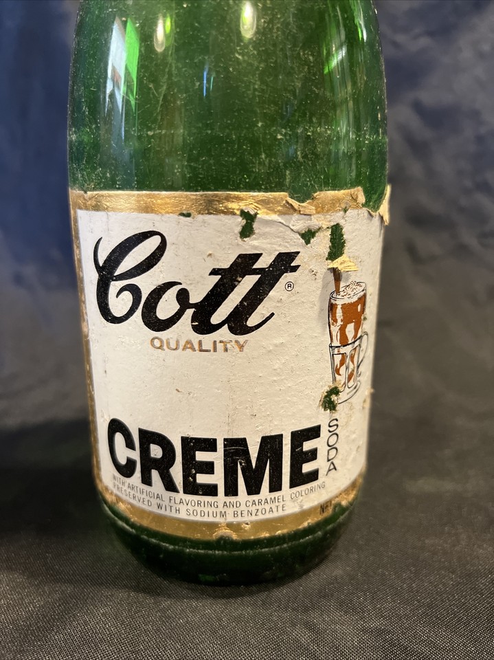 Antique / Vintage 1950’s COTT CRÈME Soda 12oz Green Glass Bottle ...