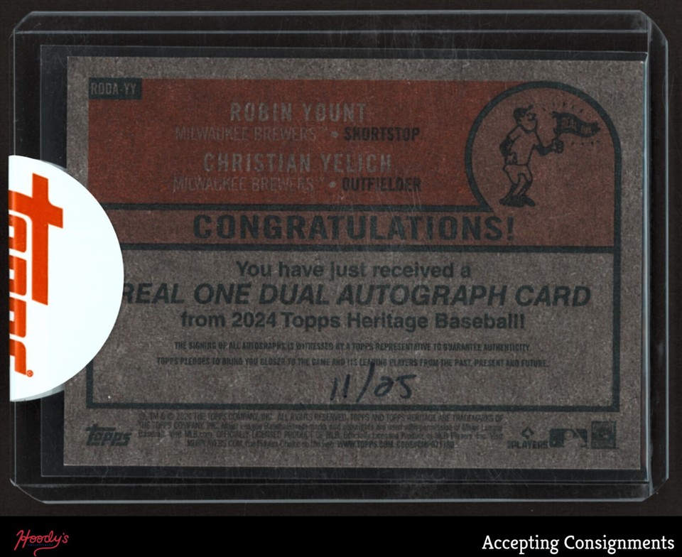 2024 Topps Heritage Real One Dual Robin Yount & Christian Yelich AUTO ...