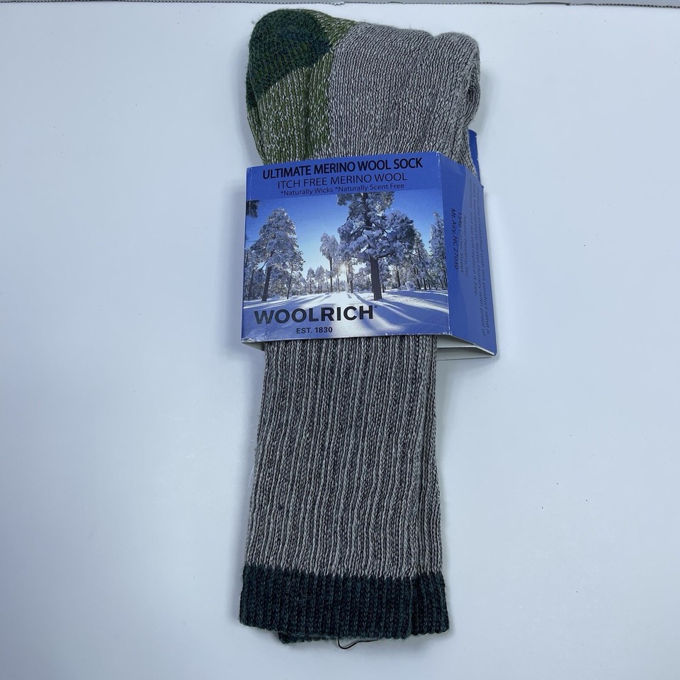 Woolrich Ultimate Merino Wool Sock Khaki/Green Size Large Men’s 8-12 ...