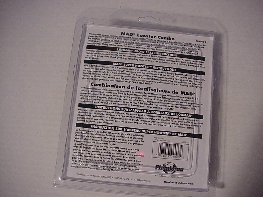 Turkey Hunting Locator Combo Crow/ Owl Hoot MAD® MD-420 Flambeau ...