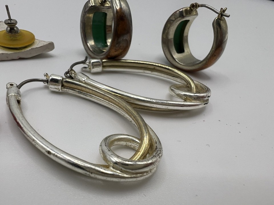 Vintage Costume To Now Earrings 10 Pc Lot Pierced Rhinestone Hoops ...