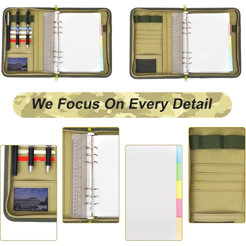 Military Tactical Binder Portfolio W/ 90 Sheets Zippered Organizer ...