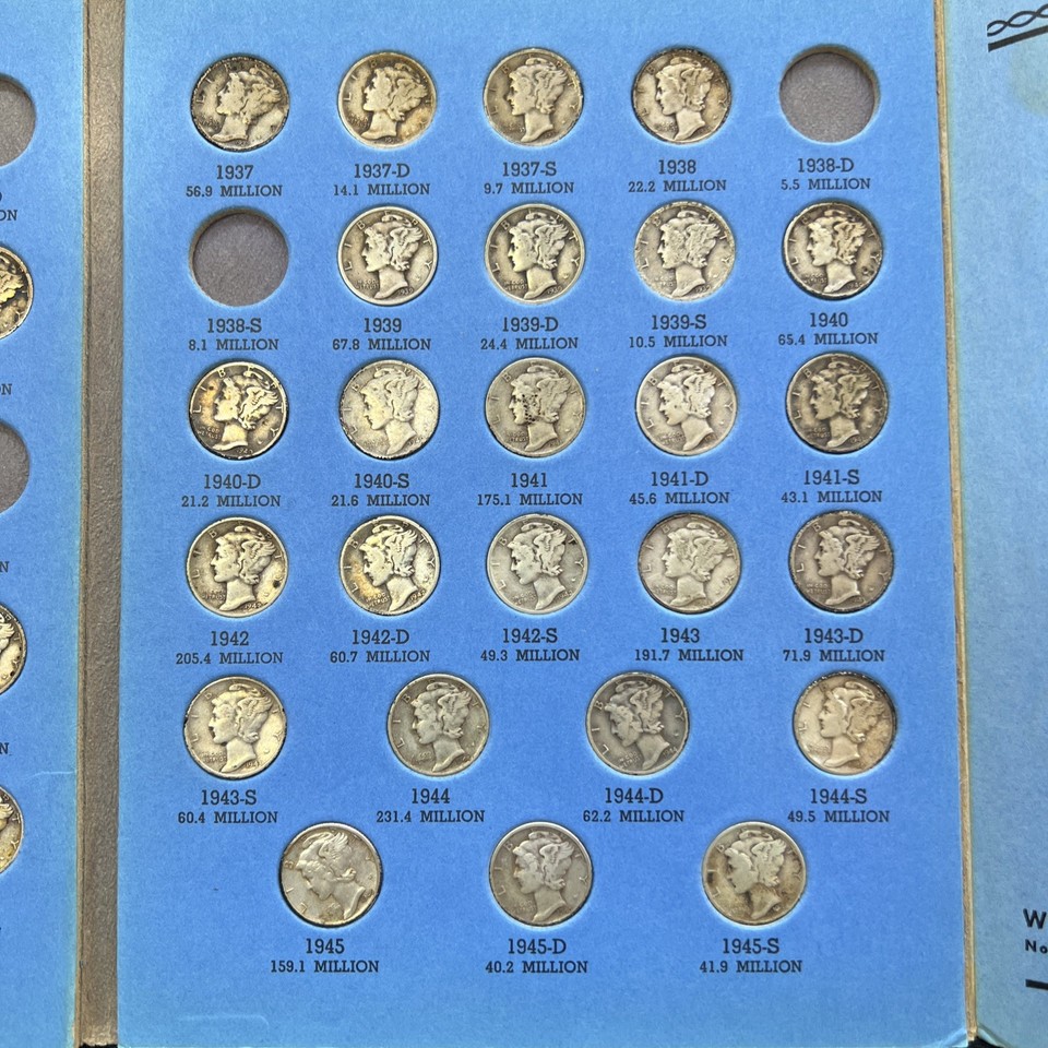 49 Piece MERCURY DIME Set 1916 - 1945, D,S Whitman Folder Album | eBay