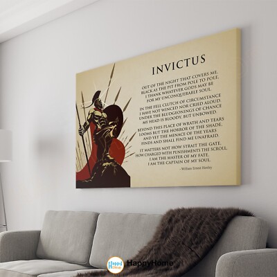 Spartan Warrior Invictus Wall Art Motivation Quote Inspiration Home ...