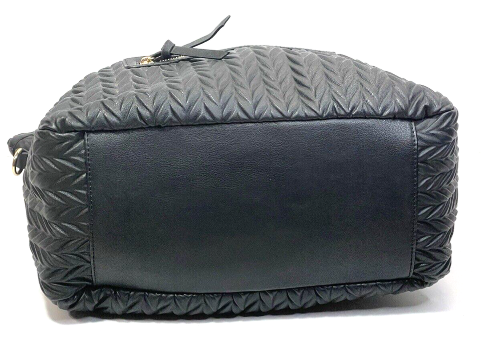 Women's Large Moda Luxe Handbag Black Faux Leather Double Handled Tote ...