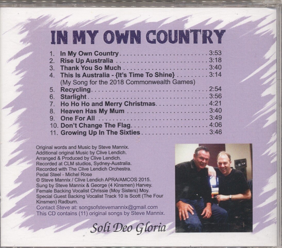 In My Own Country Steve Mannix cd | eBay Australia
