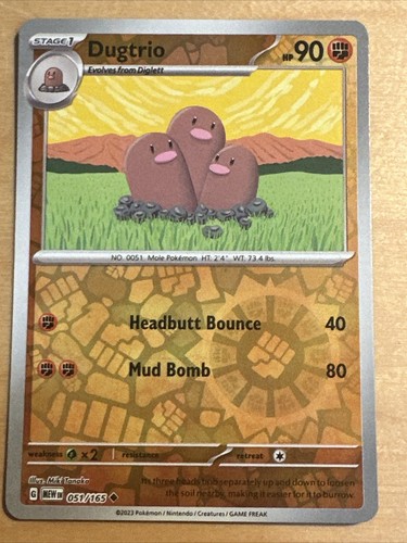 👊Dugtrio REVERSE HOLO #51/165 Pokémon TCG S&V 151 English Pack Fresh NM ...
