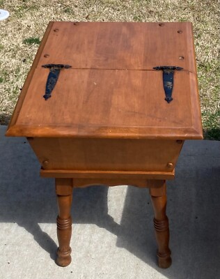 Vintage Maple Dough / Sewing Box End Table - Early American Style | eBay