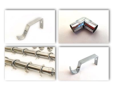 Polished Chrome 28mm Bay Window Curtain Pole Passing Bracket C Rings ...