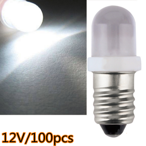 100Pcs White Bulbs 12 Volt Instrument Indicator Bulbs E10 1447 Screw ...