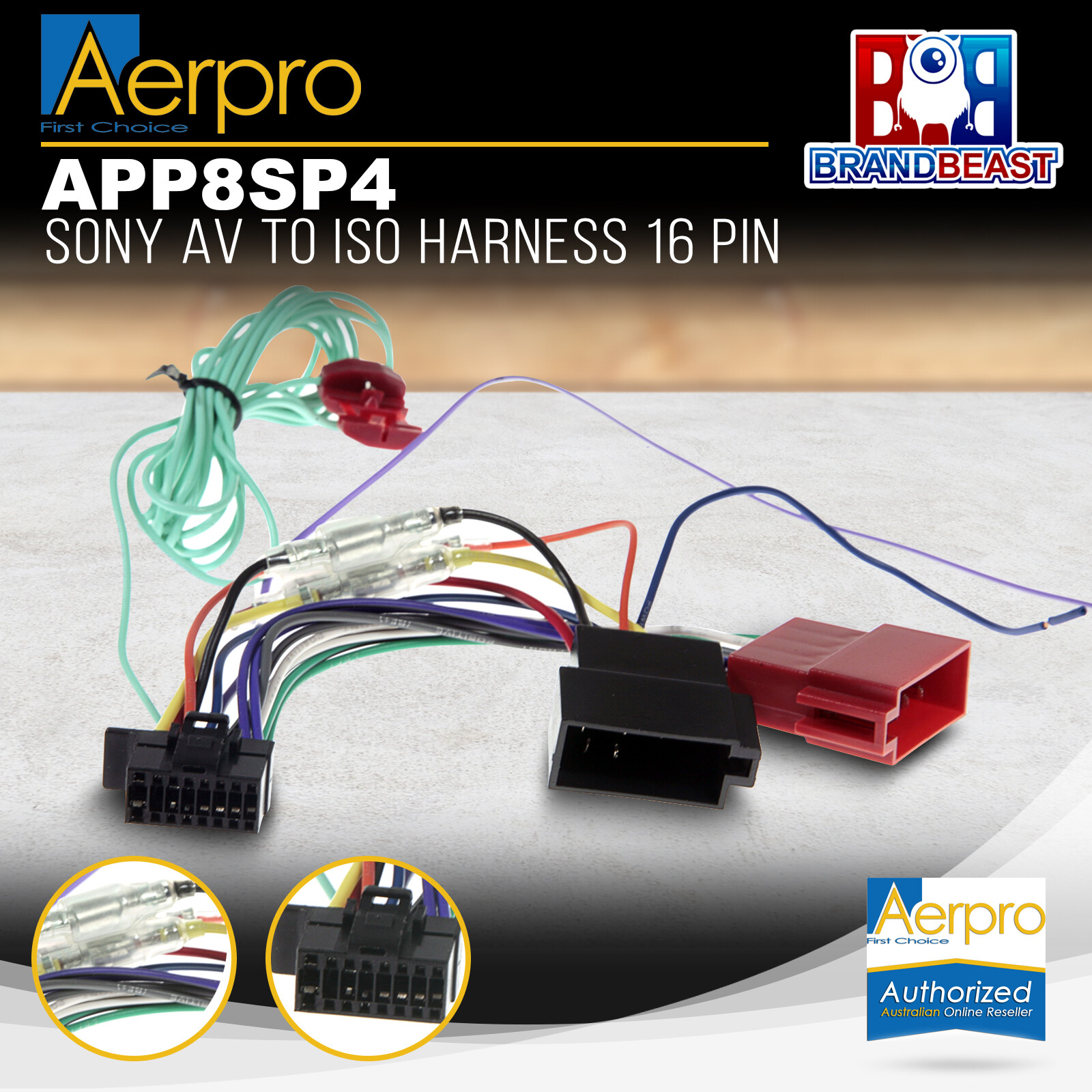 Aerpro+APP8SP4+16+Pin+Sony+AV+to+ISO+Harness for sale online | eBay