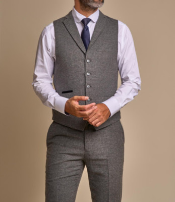 House of Cavani- Martez Grey Tweed Waistcoat | eBay UK