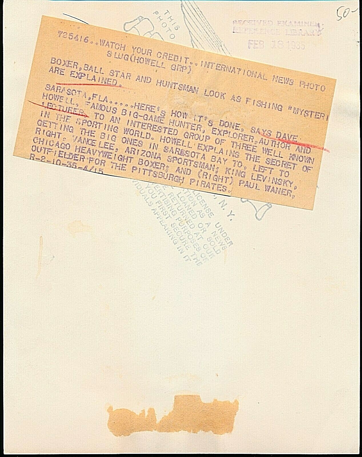 Pirates Paul Waner Boxer King Levinsky International News Photo 1935 ...