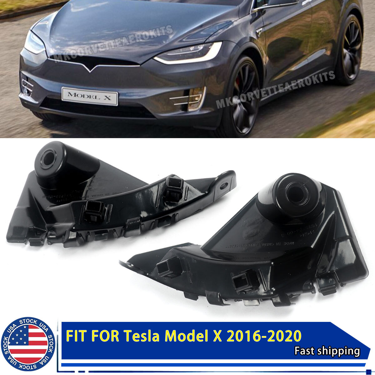 Left&Right For 2016-2020 Tesla Model X Front Bumper Fender Bracket ...