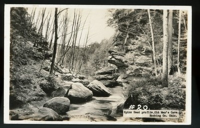 Logan Ohio HOCKING HILLS OLD MAN'S CAVE SPHINX HEAD PROFILE RPPC ...