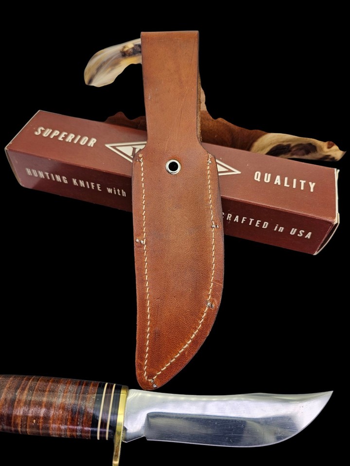 WESTERN USA L66 HUNTING KNIFE WITH SHEATH & ORIGINAL BOX 1960-1976 CAMP ...