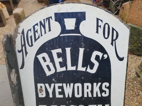 Antique Original Enamel Sign Bells Dyeworks Paisley Dbl Sided Falkirk ...
