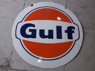 PORCELAIN GULF ENAMEL SIGN 30X30 INCHES DOUBLE SIDED | eBay