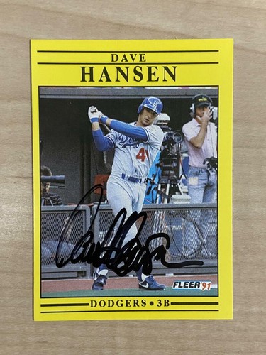 DAVE HANSEN LOS ANGELES DODGERS SIGNED AUTOGRAPHED 1991 FLEER CARD #203 ...